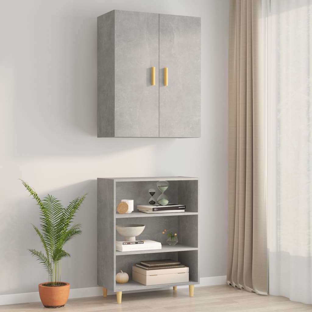 Dulap de perete suspendat vidaXL, gri beton, 69,5x34x90 cm - eMAG.ro