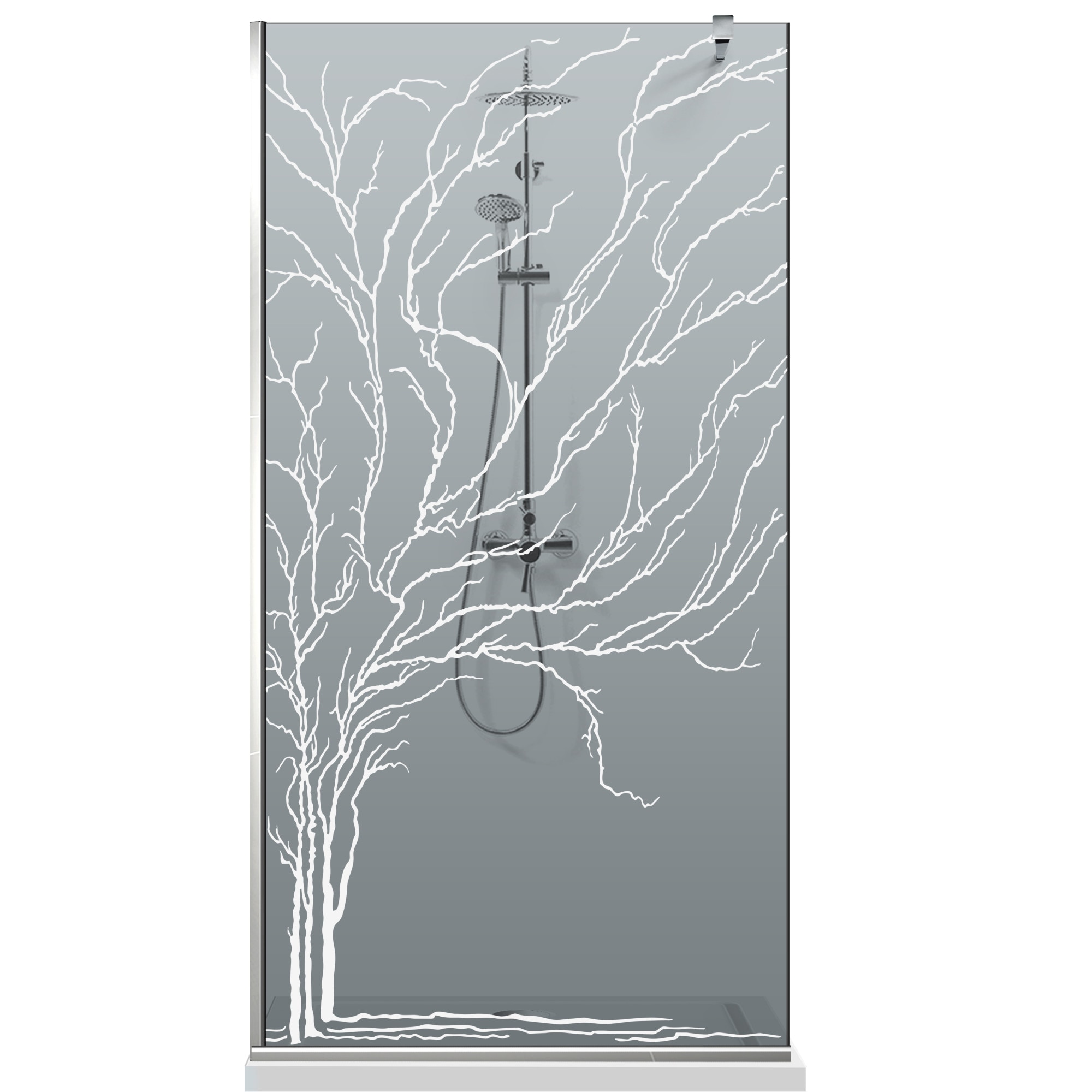Paravan dus walk-in Aqua Roy ® INOX, model Tree alb, sticla 8 mm gri, securizata anticalcar ...