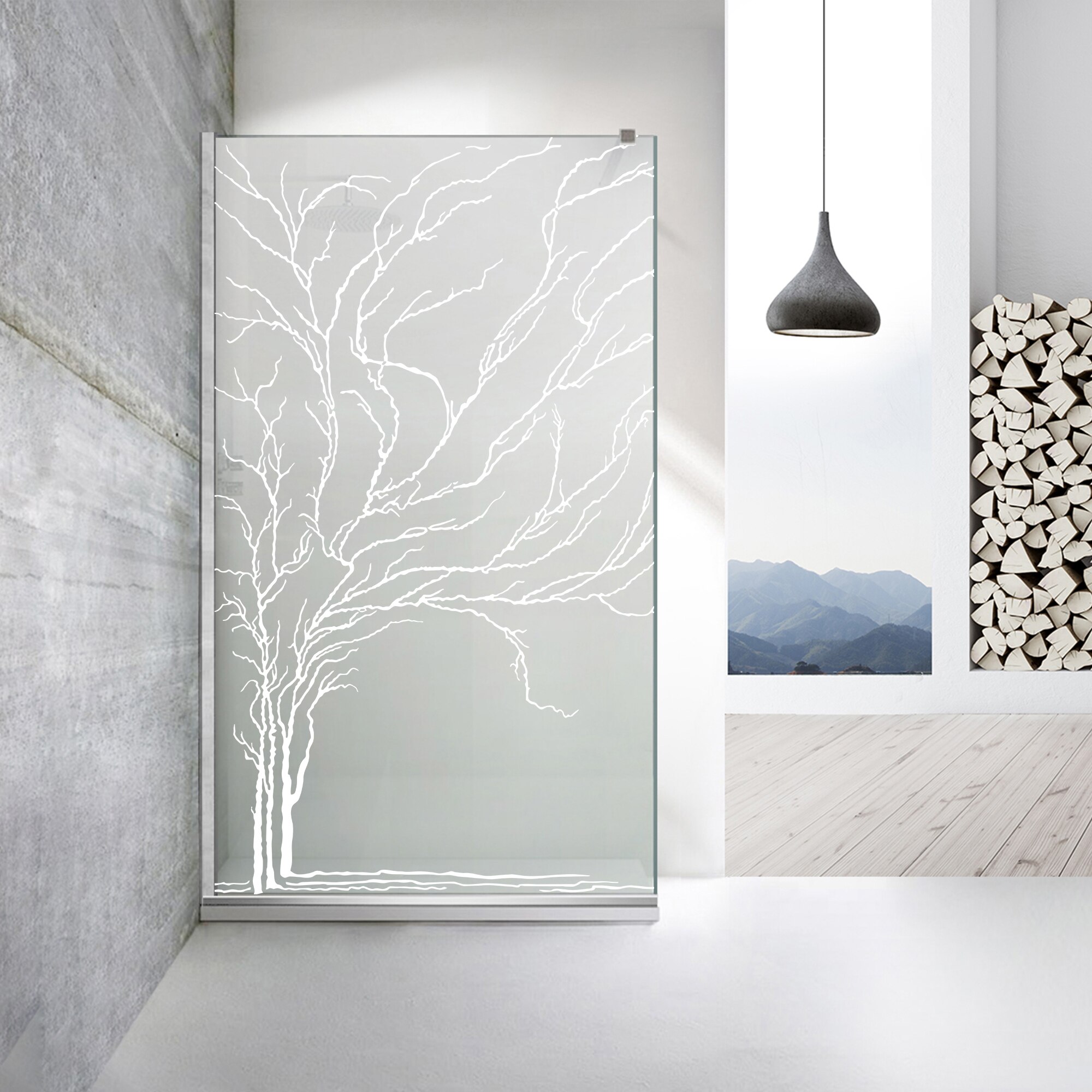 Paravan dus walk-in Aqua Roy ® INOX, model Tree alb, sticla 8 mm mata ...