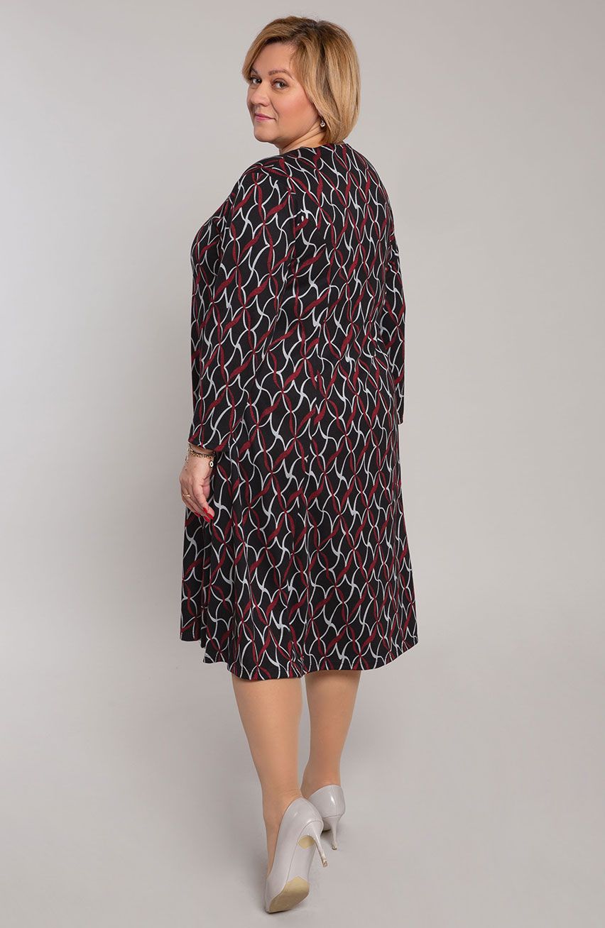 Rochie dreapta din tricot, MDR24, model geometric colorat, marimea 56/ ...