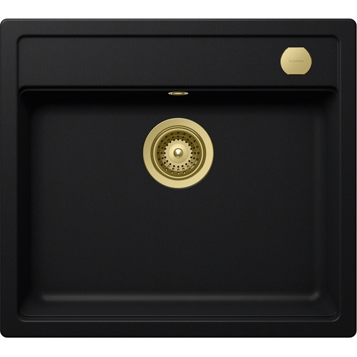 Kit chiuveta Schock Mono N-100 570 x 510 mm Cristadur Puro, negru intens cu baterie Schock Kavus ...