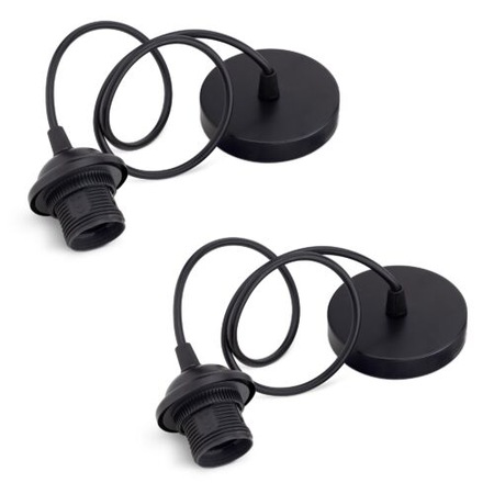 Set 2 Pendule de interior 90 cm cu dulie pentru becuri E27, Kwmobile ...