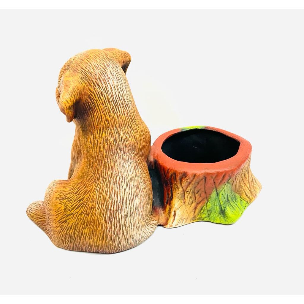 Ornament de gradina din lut, labrador cu ghiveci, 31/18/20 - eMAG.ro