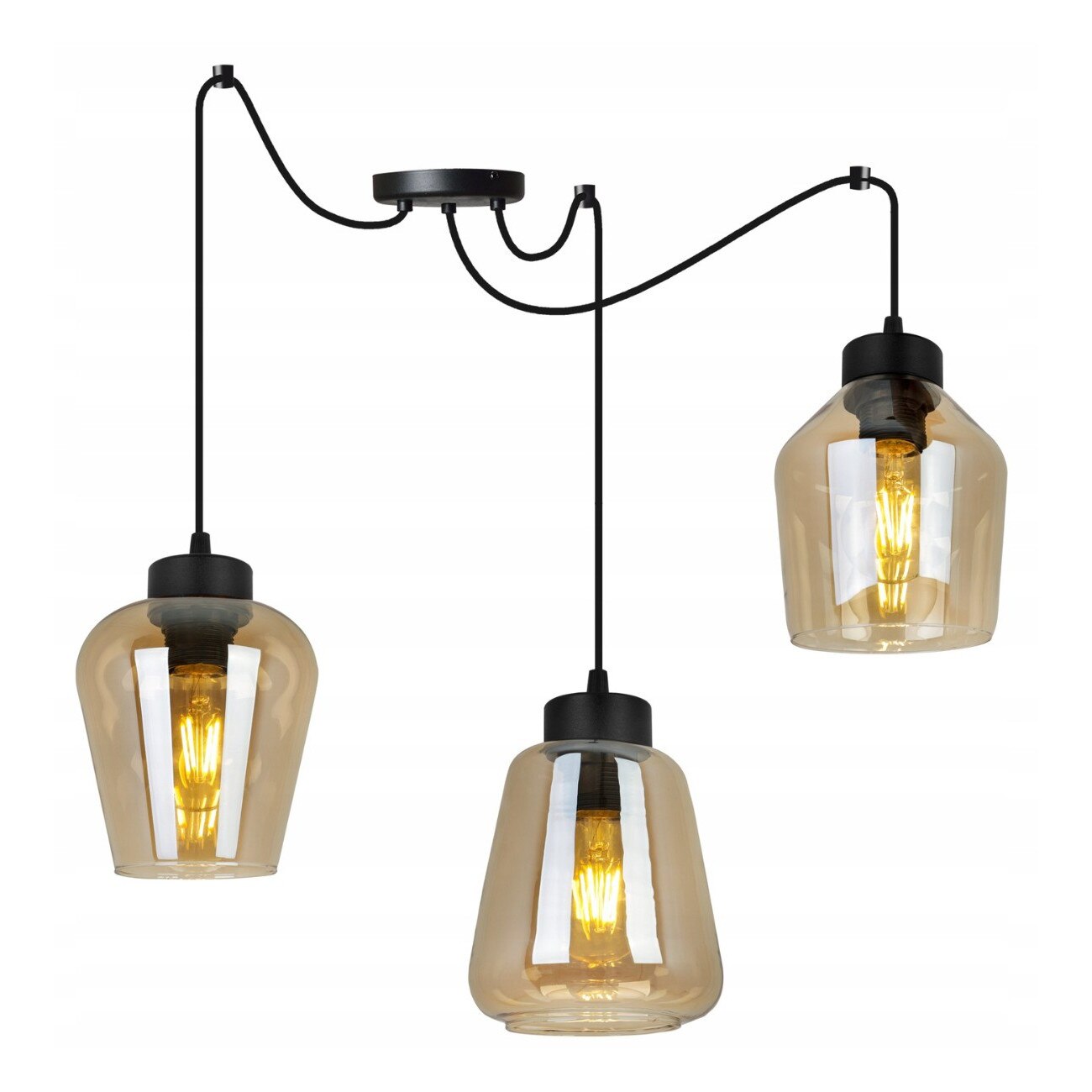 Lustra suspendata cu 3 surse de lumina, stil spider, abajururi din ...