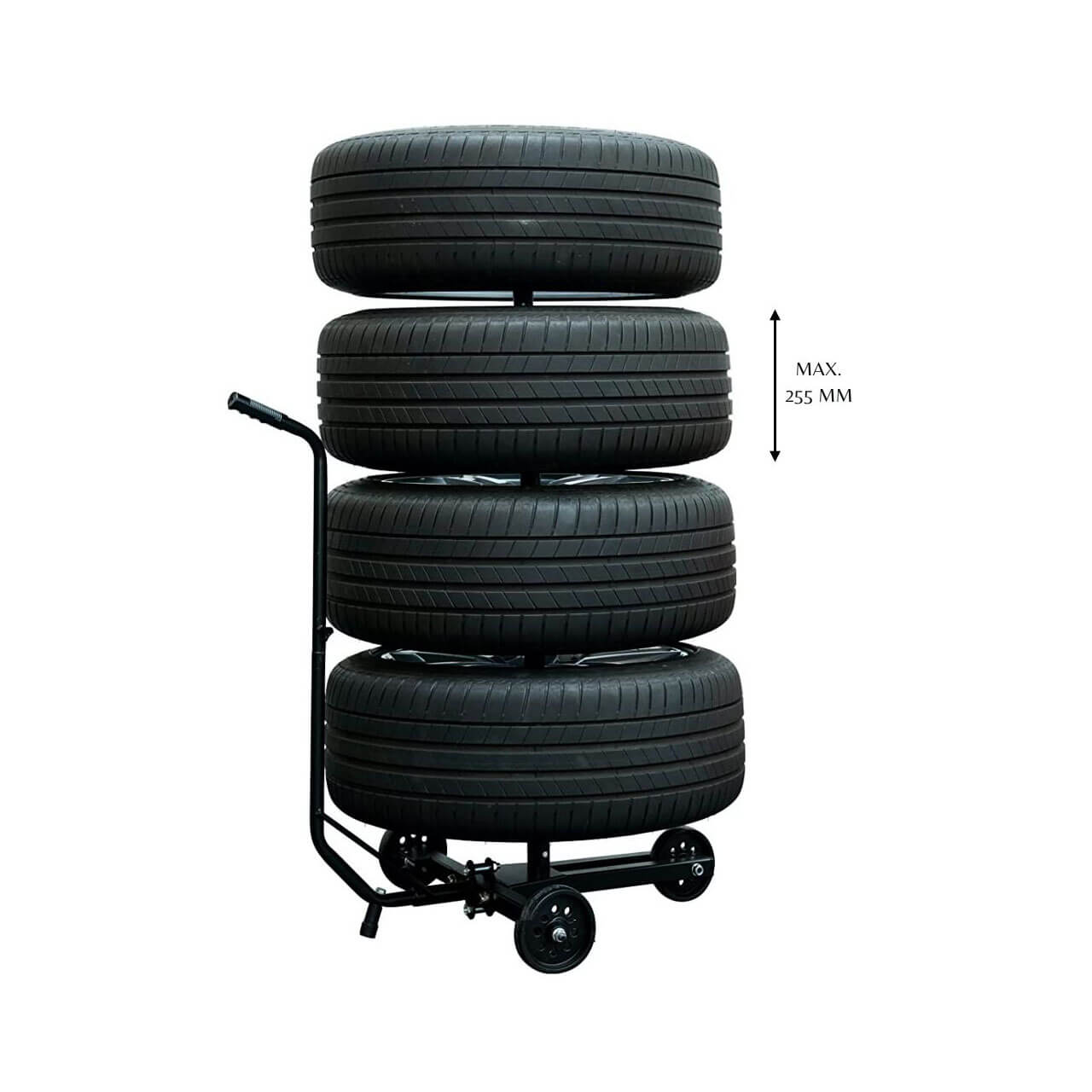 Suport roti auto tip carucior, pentru 4 anvelope, pana la 255 mm latime ...