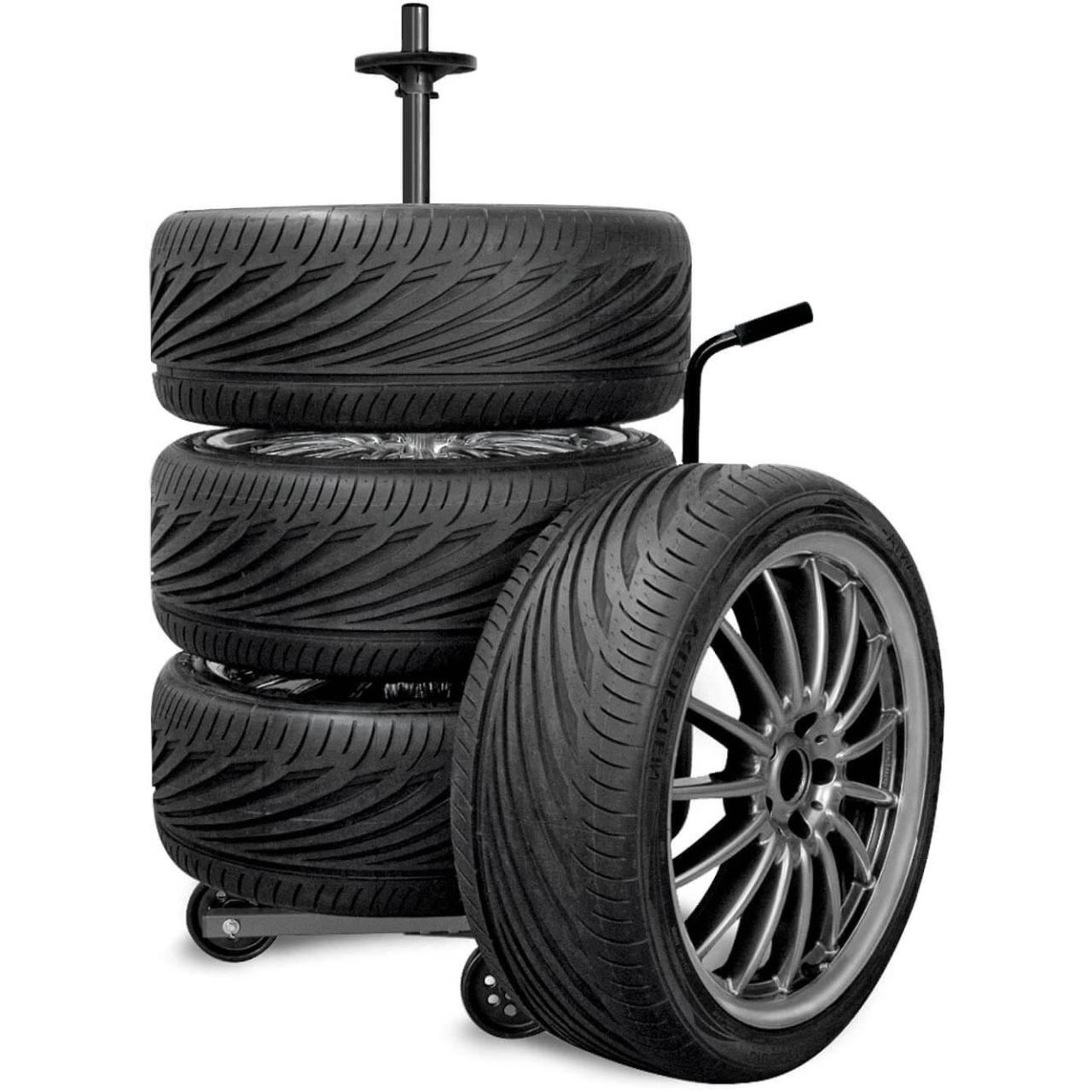 Suport roti auto tip carucior, pentru 4 anvelope, pana la 255 mm latime ...