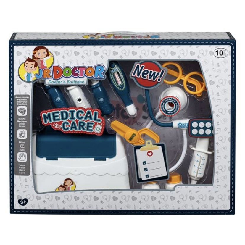 Jucarie valiza cu instrumente doctor cu sunet si lumini, 10 accesorii ...