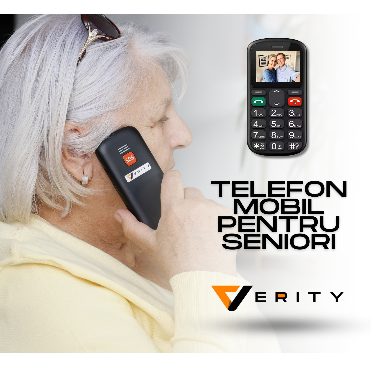 Telefon mobil pentru seniori, dual SIM, color, taste mari, meniu in ...