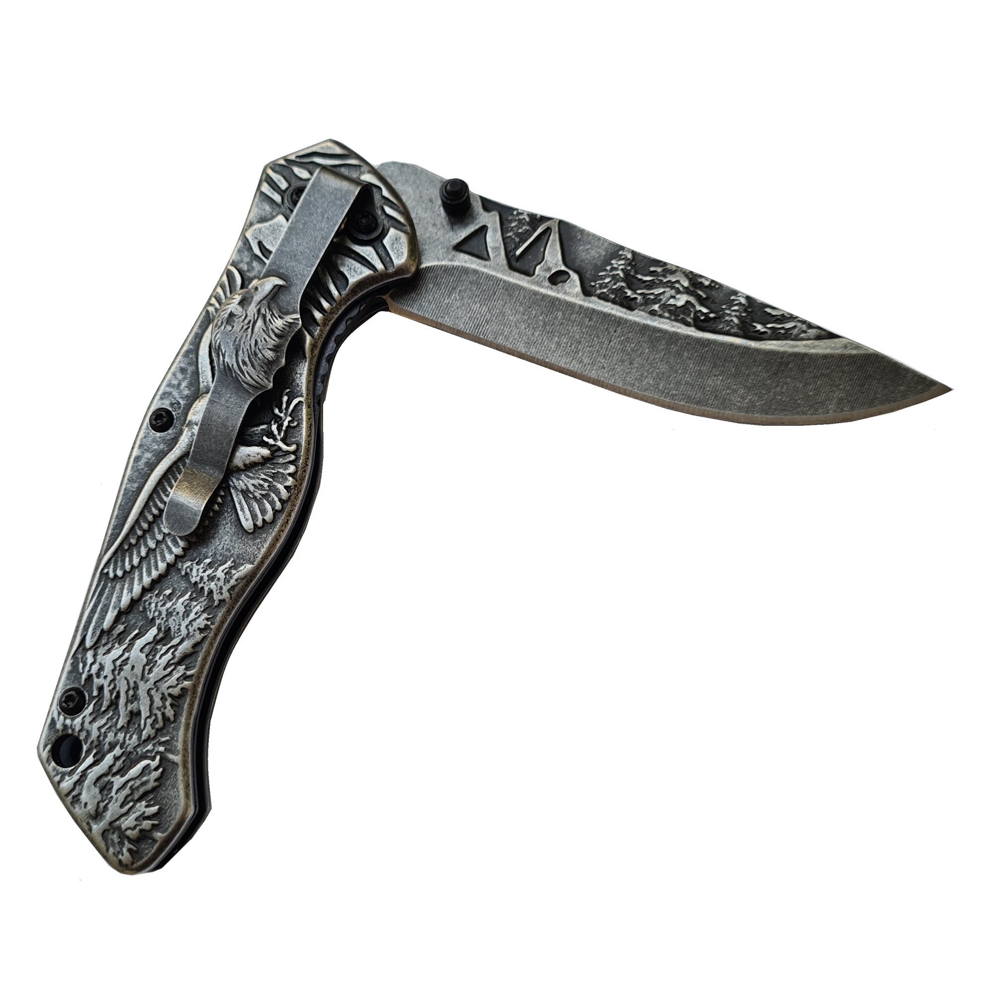 Cutit tip Briceag Eagle, 20 cm, otel, full metal, clema prindere ...