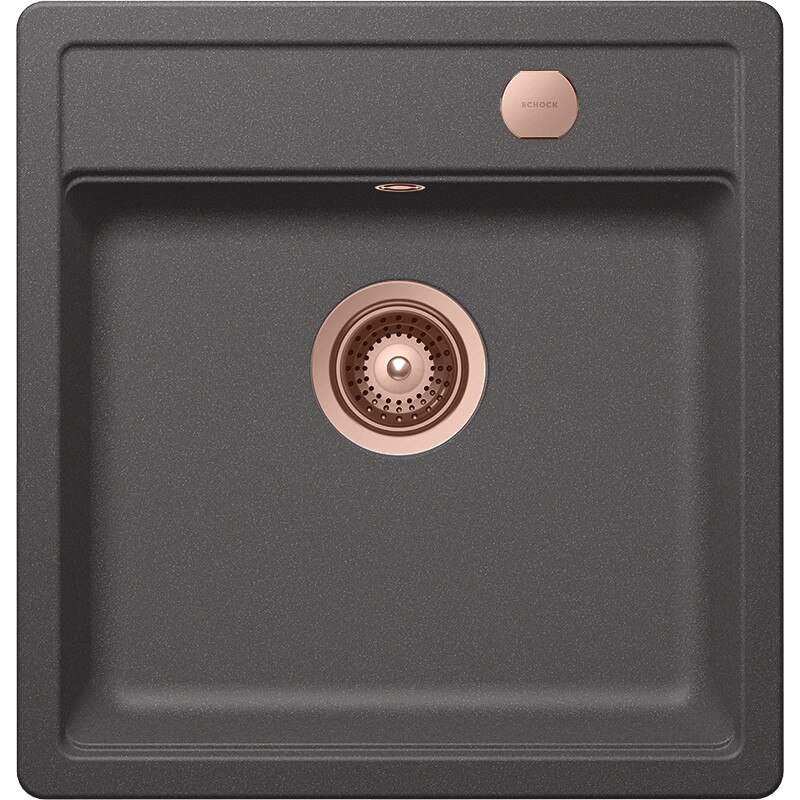 Kit chiuveta Schock Mono N-100S 490 x 510 mm Cristadur Stone, gri piatra cu baterie Schock Kavus ...