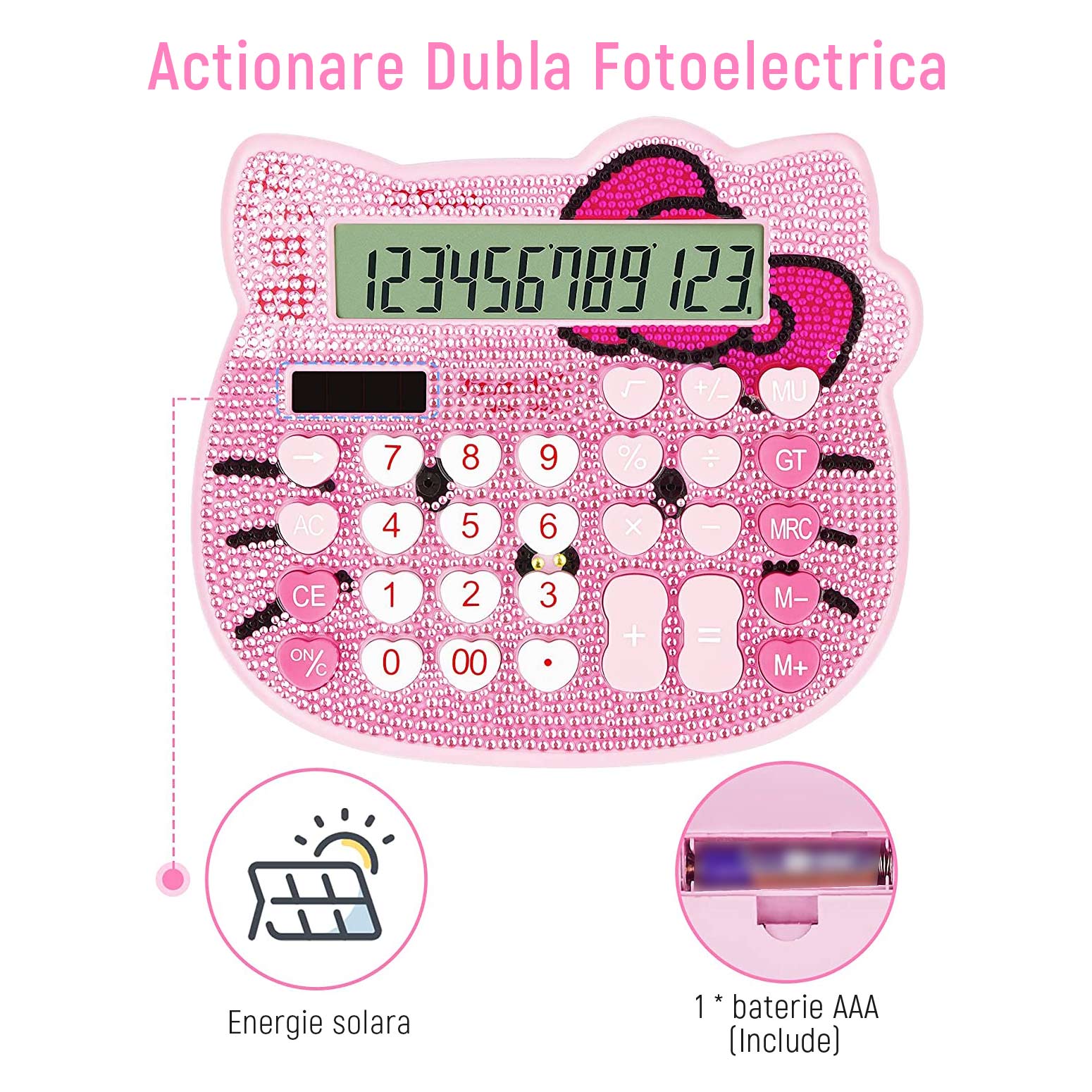 Calculator de birou, Solar si baterii, 12 digiti, display mare ...