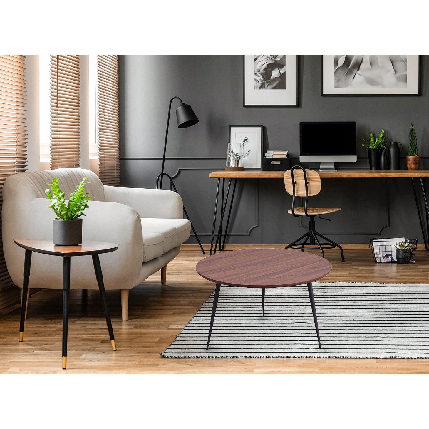 Masa de cafea, Viking, 70cm, MDF/Lemn, Maro inchis - eMAG.ro