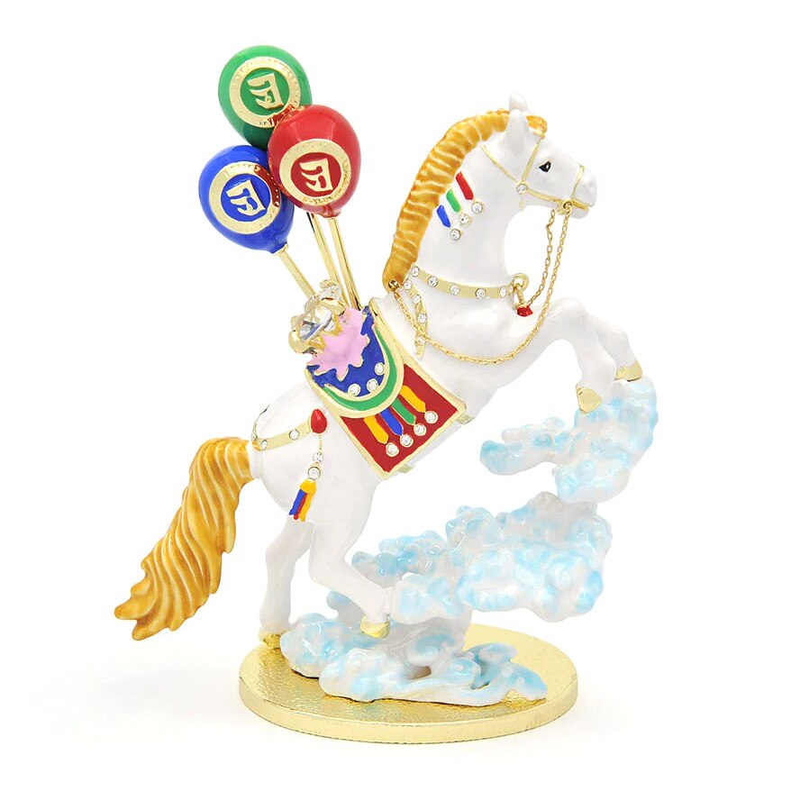 Statueta Cal alb de vant Lung Ta 2023, Alb, Multicolor, remediu Feng ...