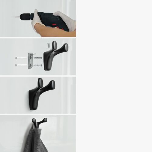 Set 2 Carlige de perete autoadezive pentru chei, Kwmobile, Auriu, Metal ...