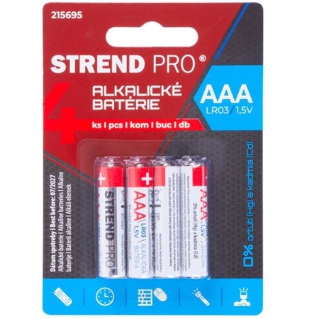 Комплект от 4 алкални батерии Strend Pro, LR03, AAA, 1.5 V - eMAG.bg