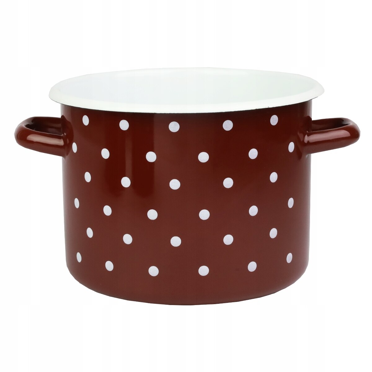 Oala emailata, Emalia Rybnik, 4.5L, 20 cm, Alb/Visiniu - eMAG.ro