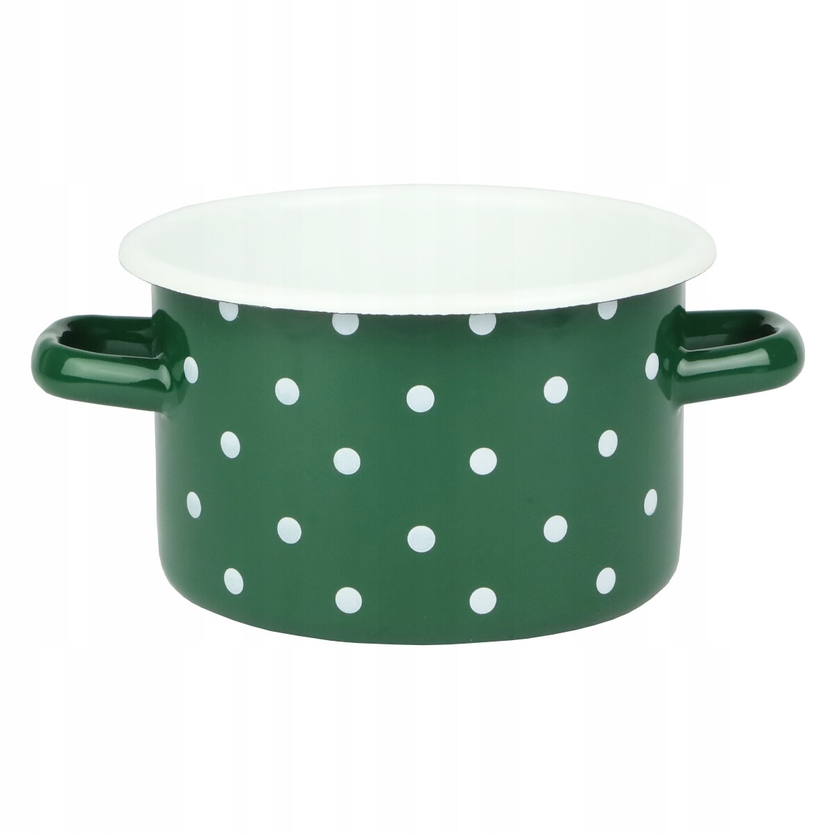 Oala emailata, Emalia Rybnik, 2L, 16 cm, Alb/Verde - eMAG.ro