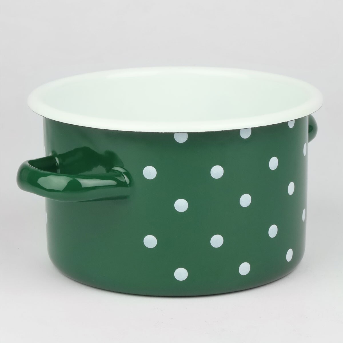 Oala emailata, Emalia Rybnik, 2L, 16 cm, Alb/Verde - eMAG.ro