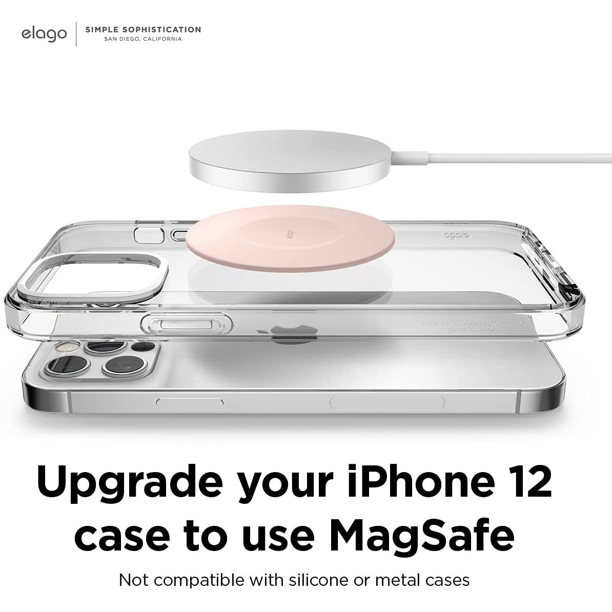 Inel magnetic Magsafe Charger compatibil cu Apple, Elago, Roz - eMAG.ro