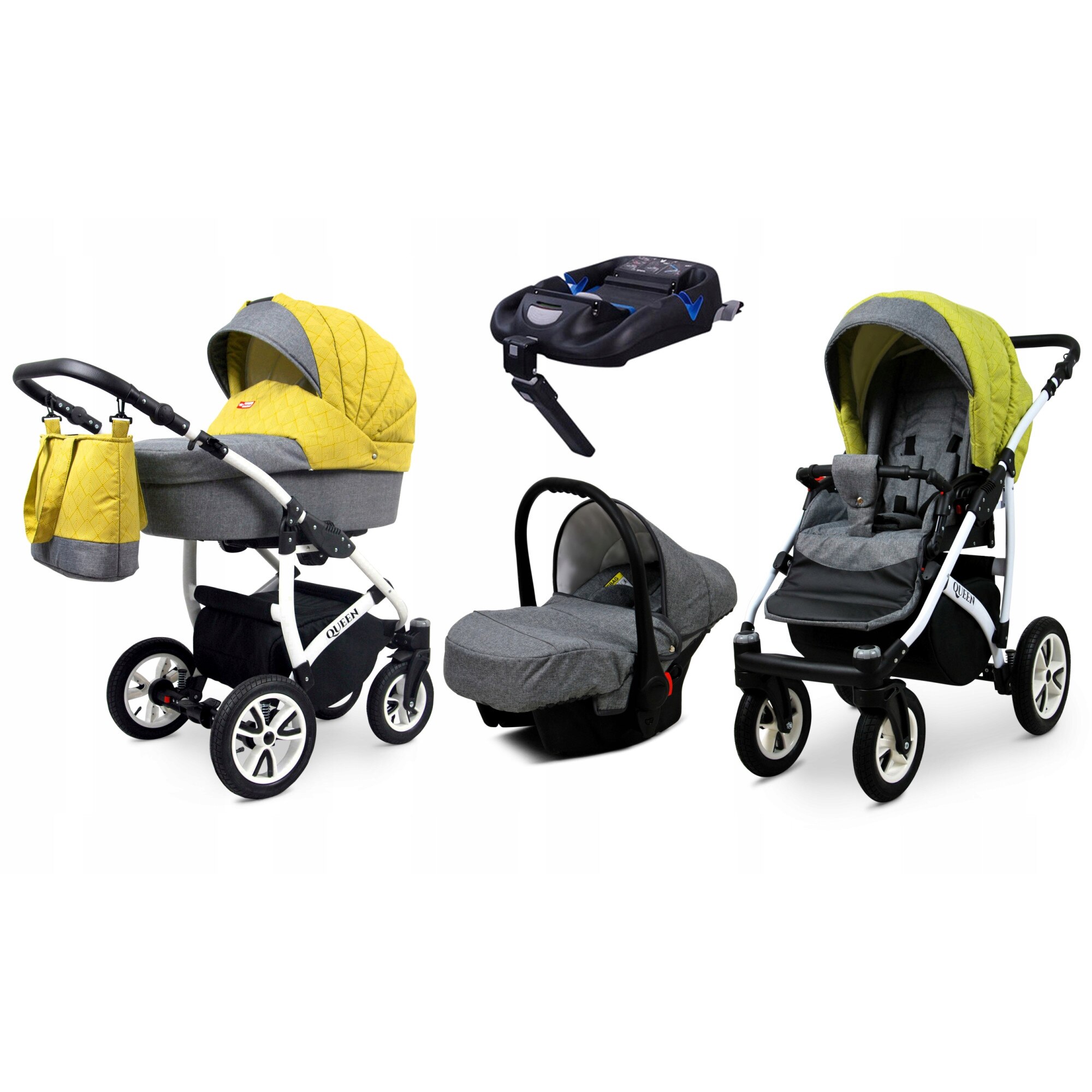 Carucior pentru copii, Baby Lux, 4 in 1, Baza Isofix, Aluminiu/Bumbac ...