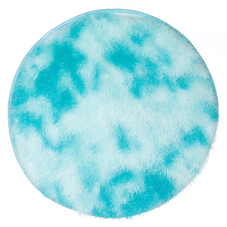 Covor pufos pentru copii, rotund, albastru, poliester, 80cm - eMAG.ro