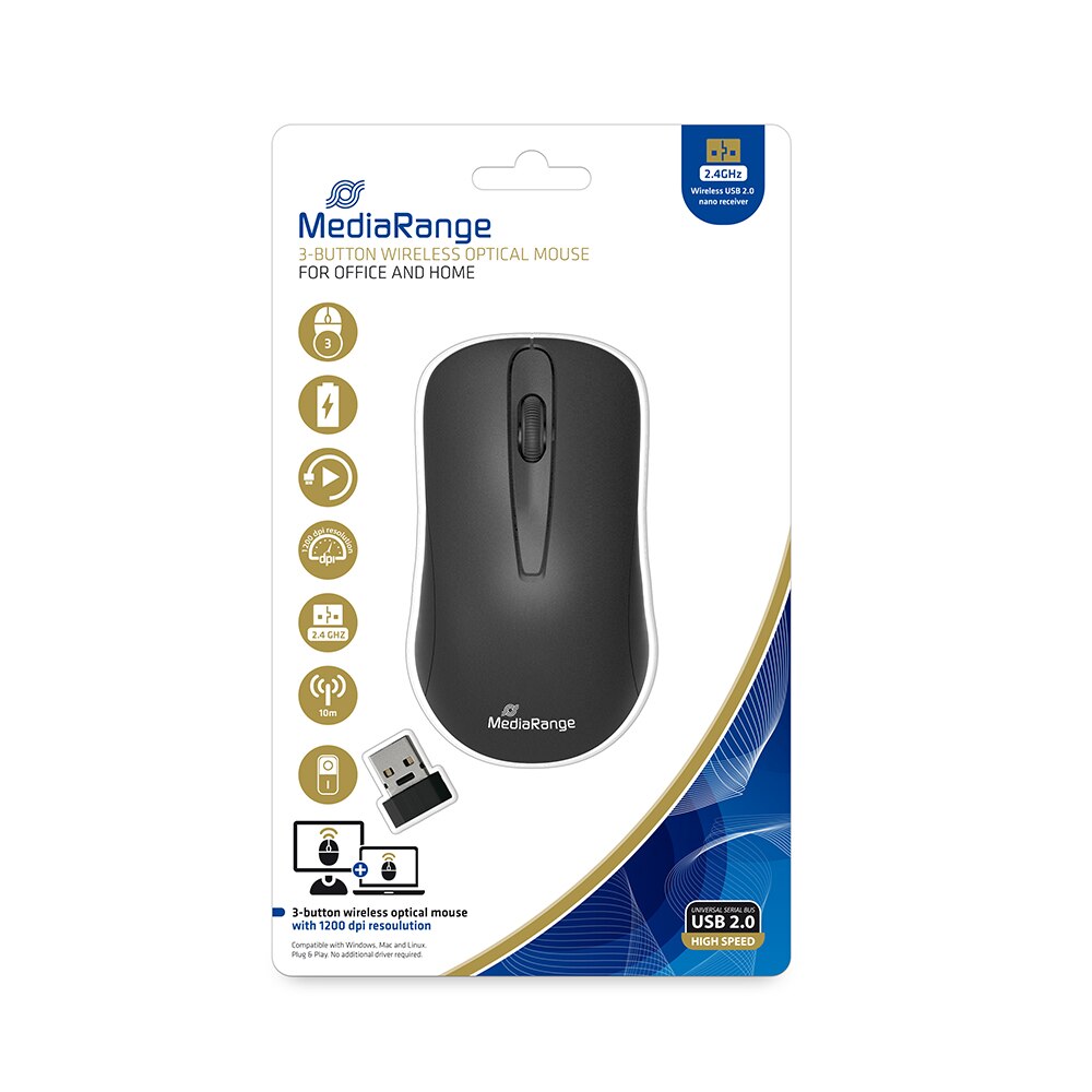 Mouse optic MediaRange, Negru - eMAG.ro