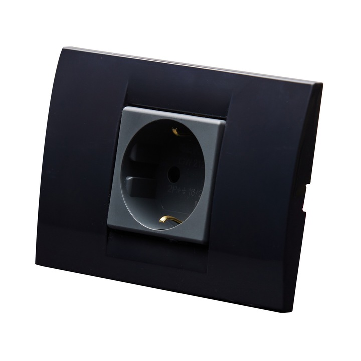 Priza simpla Gewiss 2M, pentru doza 3m, Negru - eMAG.ro