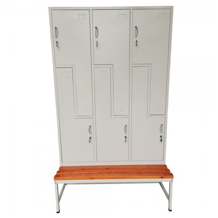 Vestiar metalic Premium 6 usi Z (3x2) si bancuta 1200x750x2200 mm ...