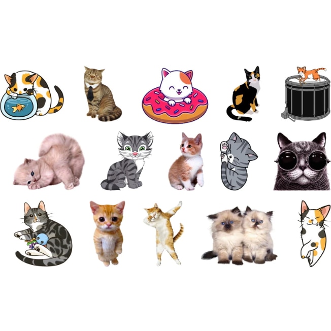 Set Stickere 25 bucati Waterproof Pvc, Pisici dragute, 5 cm - eMAG.ro