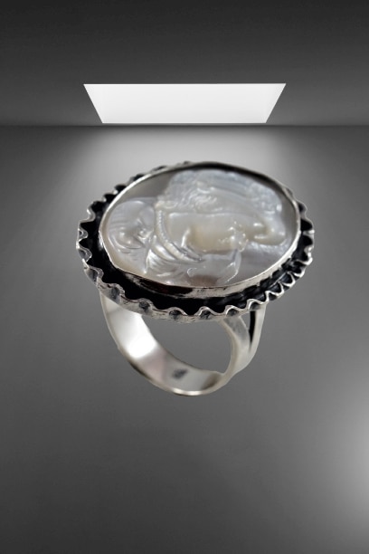 Inel din argint 925, TSR cu pietre semipretioase sidef model camee 1 ...