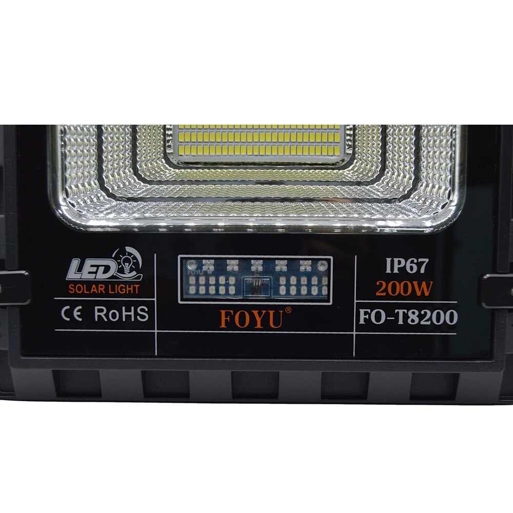 LED проектор Foyu, с външен соларен панел, 200W, IP67, Черен - eMAG.bg