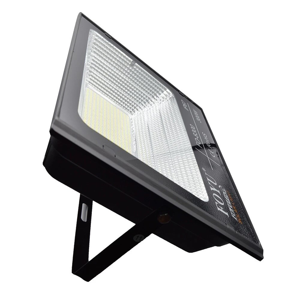 LED проектор Foyu,с външен соларен панел, 300W, IP67, Черен ...