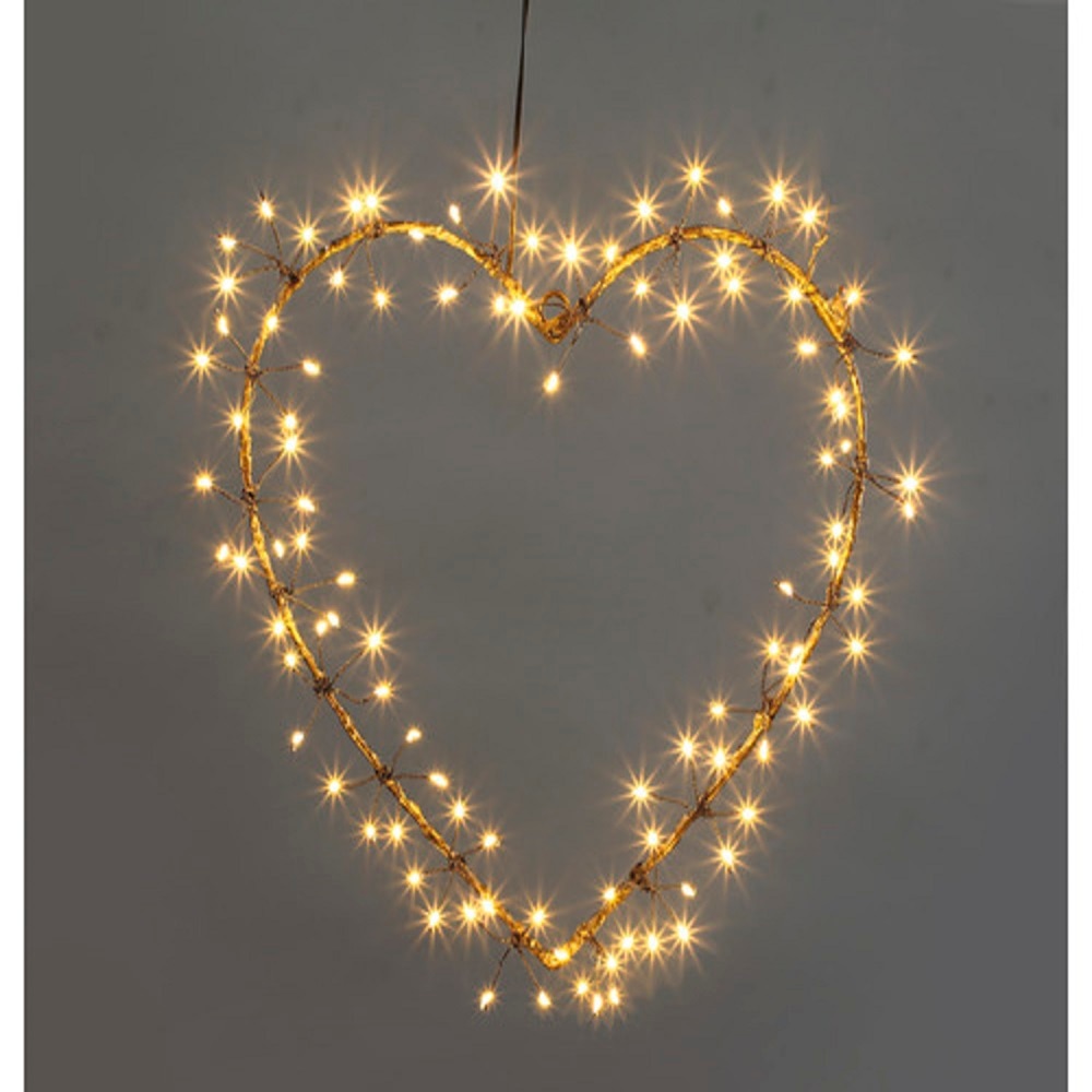 Inima din Metal cu LED Alb Cald, Interior/Exterior, 30 cm, Lafiora ...