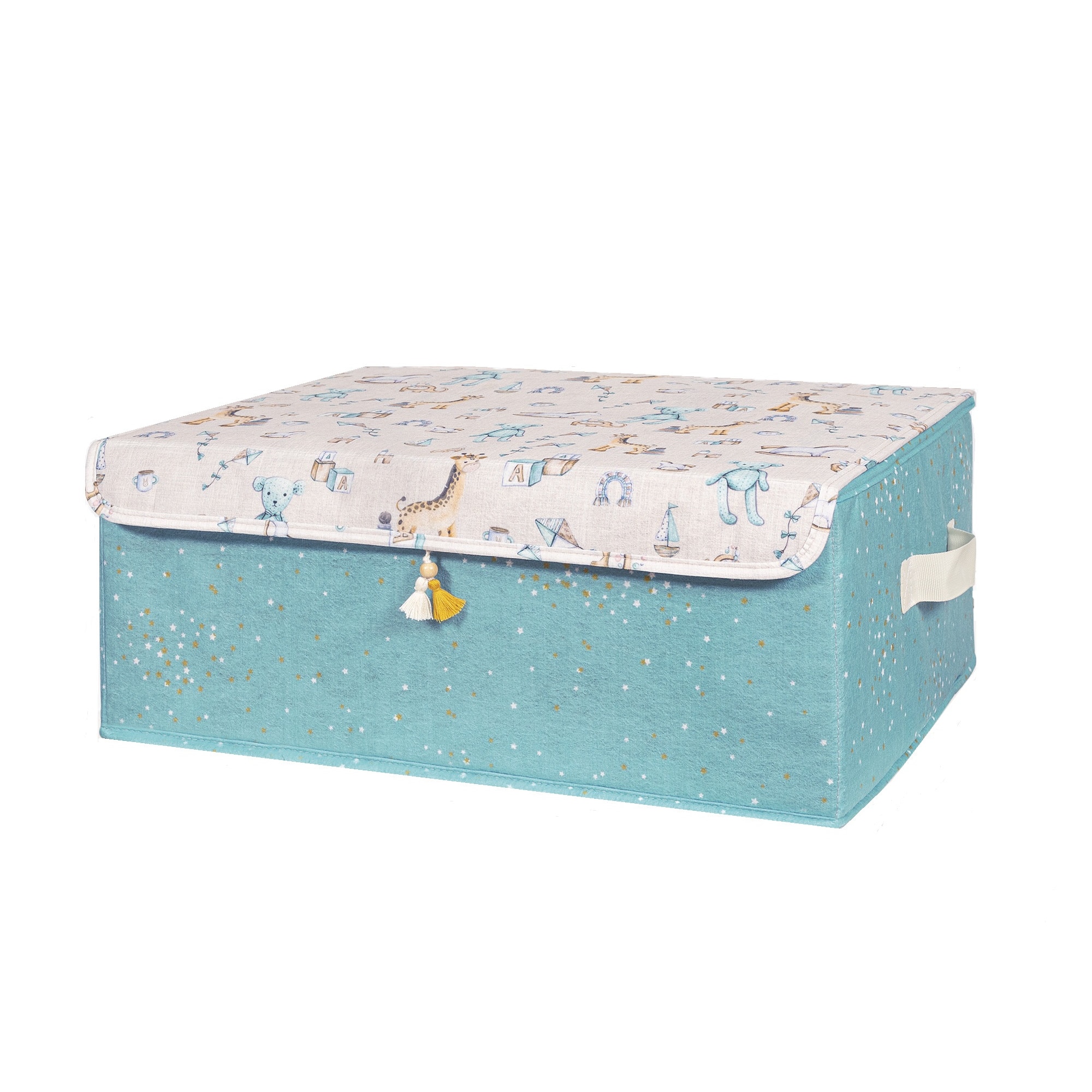 Cos de haine/jucarii baieti, din pasla, cu capac, dimensiuni ...