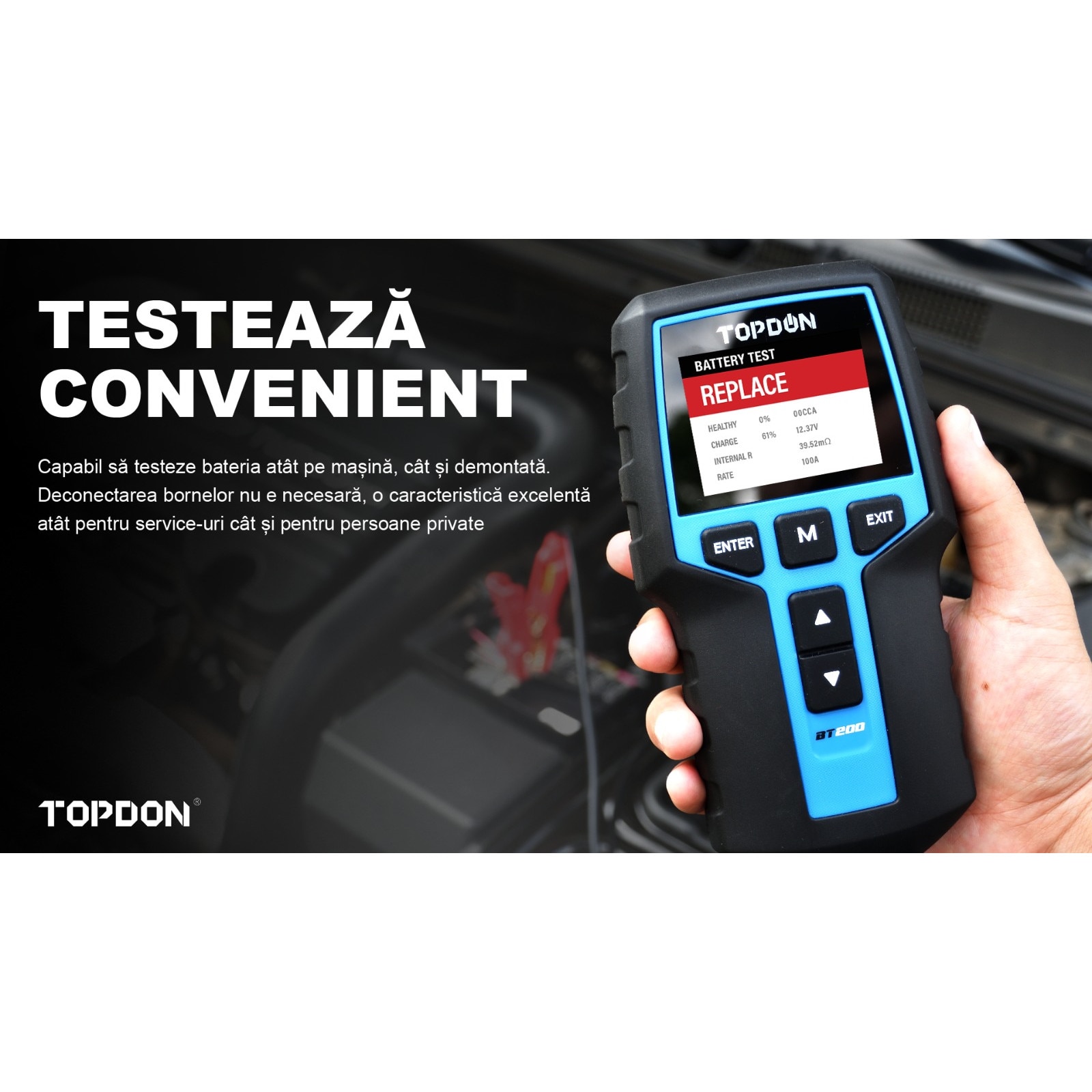 Tester baterii auto 12V-24V Topdon BT200 - eMAG.ro