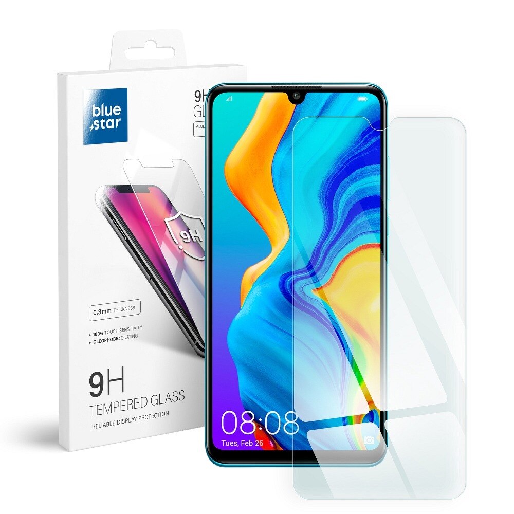 Huawei P30 Lite, 9H Secure Glass, Blue Star, átlátszó filmekkel ...