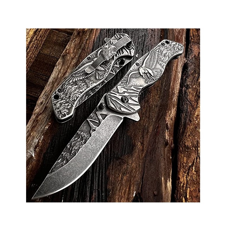 Cutit tip Briceag Eagle, 20 cm, otel, full metal, clema prindere ...