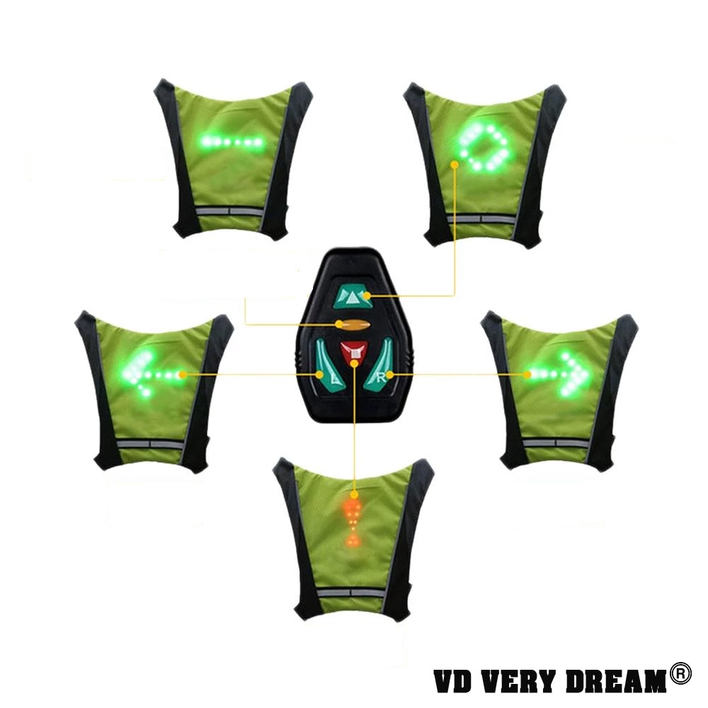Vesta semnalizare smart, telecomanda, VD Very Dream®, Verde/Negru - eMAG.ro