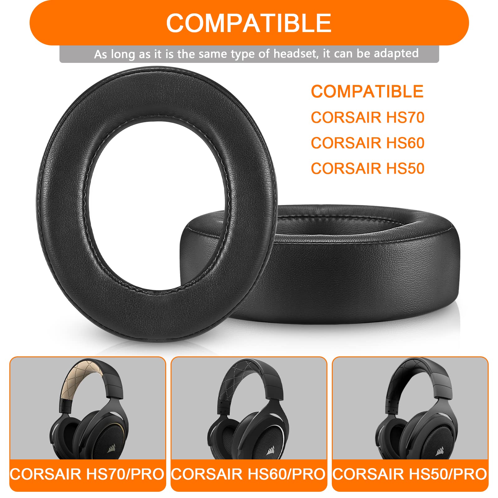 Set 2 bureti pentru casti Corsair HS50 / HS50 Pro / HS60 / HS60 Pro / HS70 / HS70 Pro, Over-Ear ...