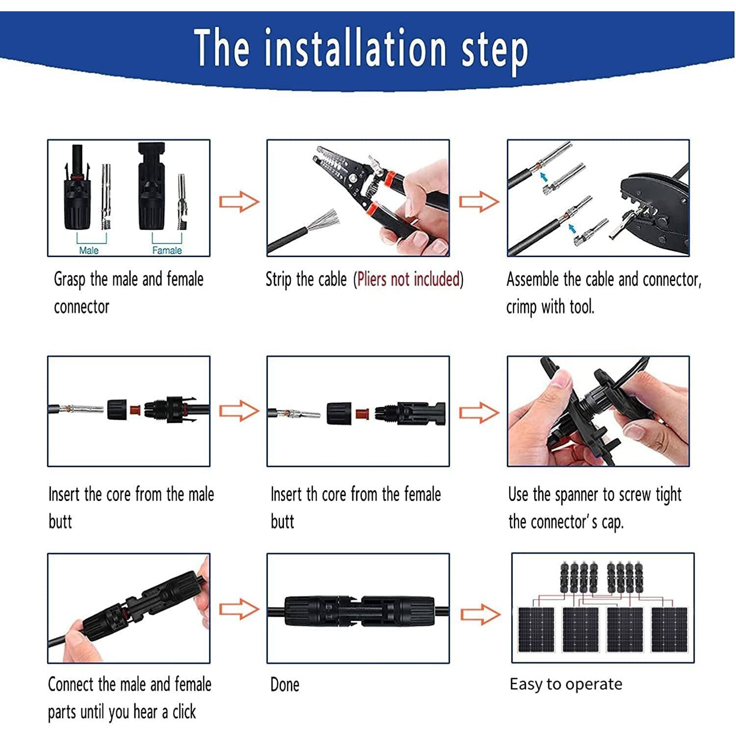 Kit de sertizare conectori cablu solar 4-6 mm², pentru panouri solare ...