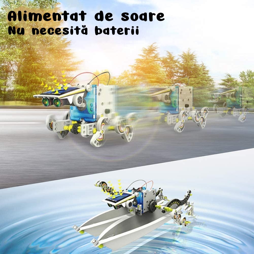 Set de creatie roboti cu energie solara Pitikot®,13 in 1 kit de ...