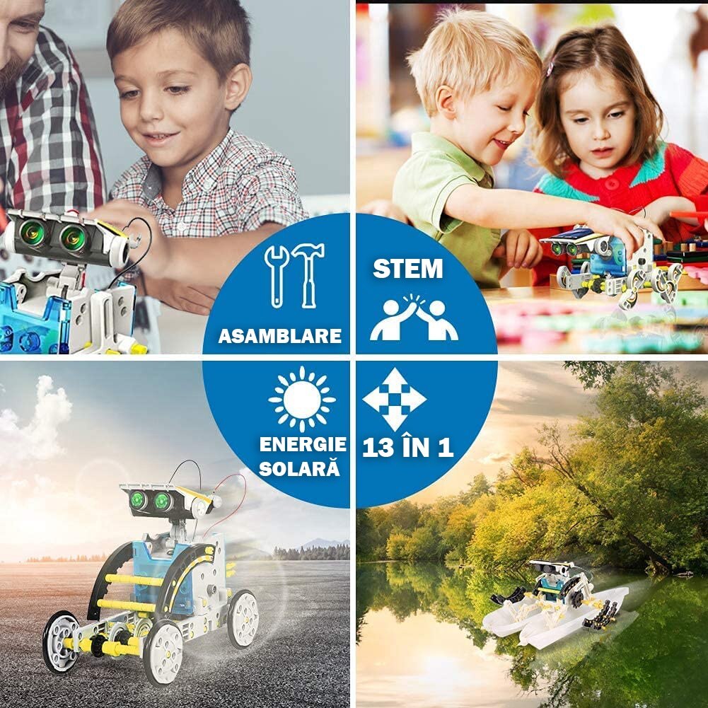 Set de creatie roboti cu energie solara Pitikot®,13 in 1 kit de ...