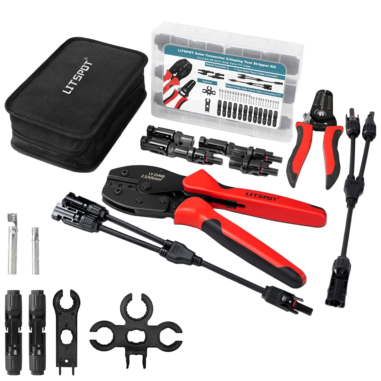 Kit de sertizare cablu solar 2.5/4/6 mm² cu cleste de sertizat si ...