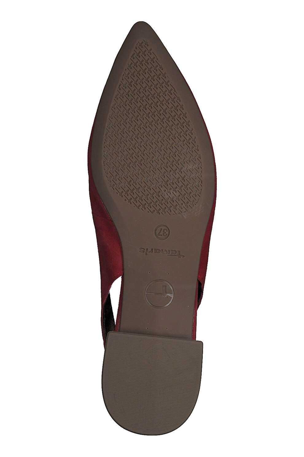 Tamaris, Pantofi slingback din piele intoarsa, Rosu inchis, 38 - eMAG.ro