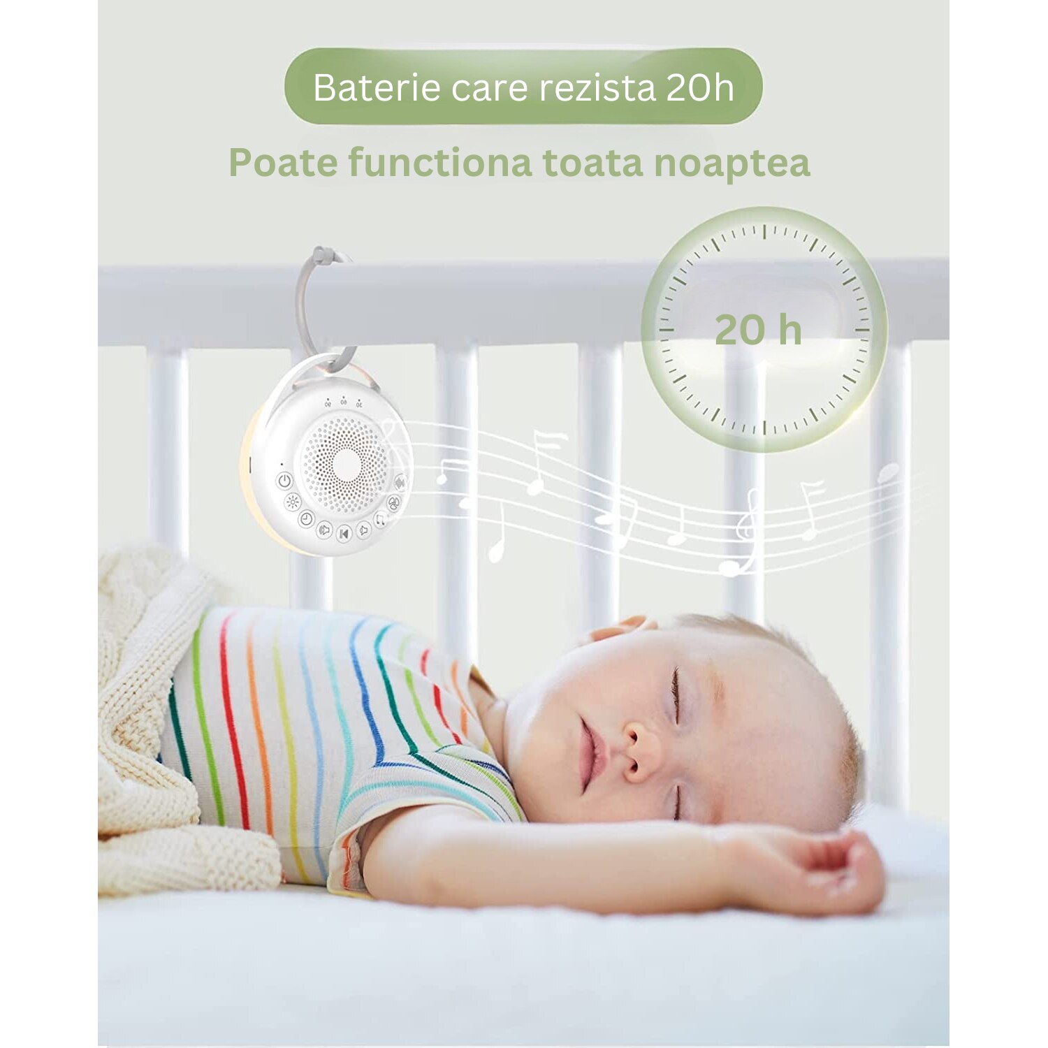 Dispozitiv Sunete Albe, 24 sunete HD, pentru copii si adulti, portabil ...