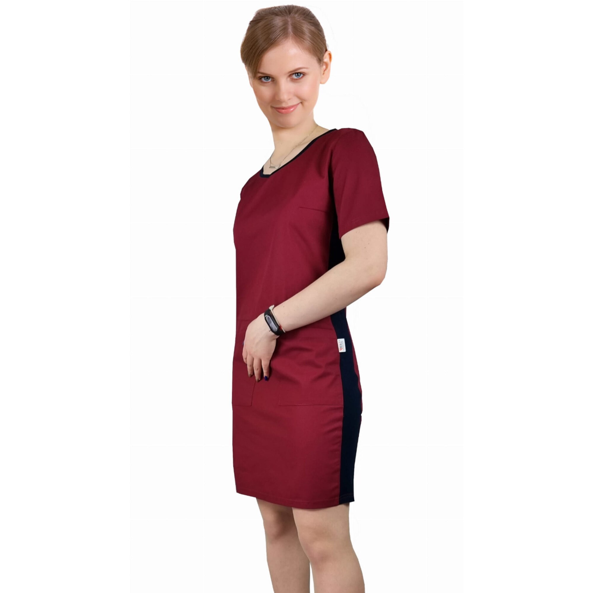 Rochie medicala, M&C, Poliester/Bumbac, Maro, M - eMAG.ro