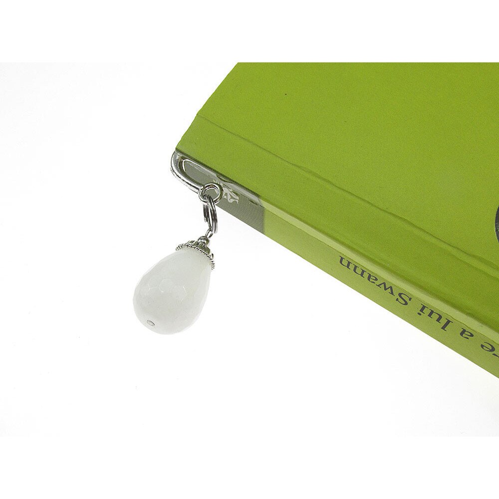 Semn de carte, metalic, pana cu jad alb - eMAG.ro