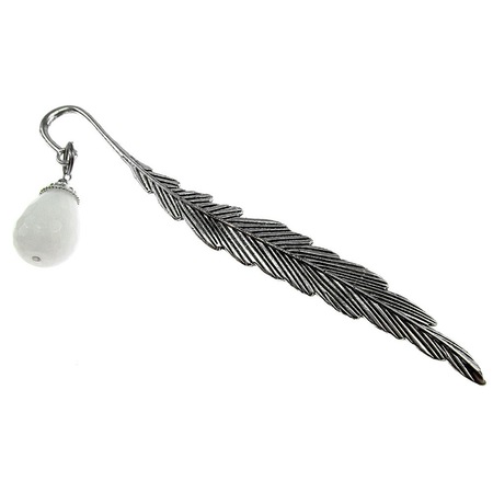 Semn de carte, metalic, pana cu jad alb - eMAG.ro