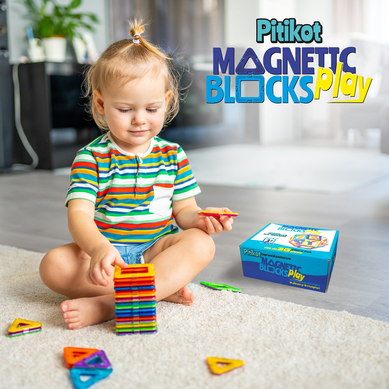 Set de construit cu piese magnetice Pitikot®, jucarii educationale ...
