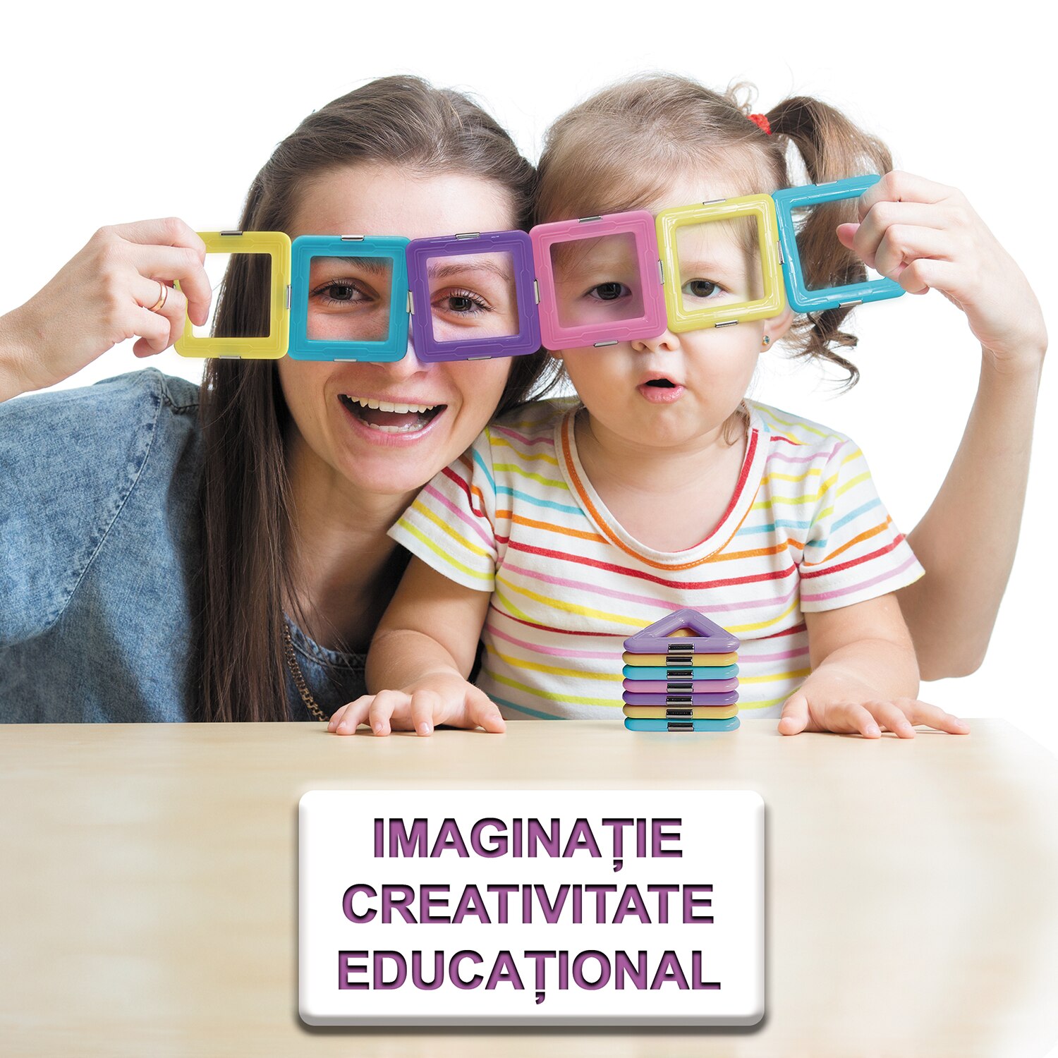 Set de construit cu piese magnetice, jucarii educationale pentru copii ...